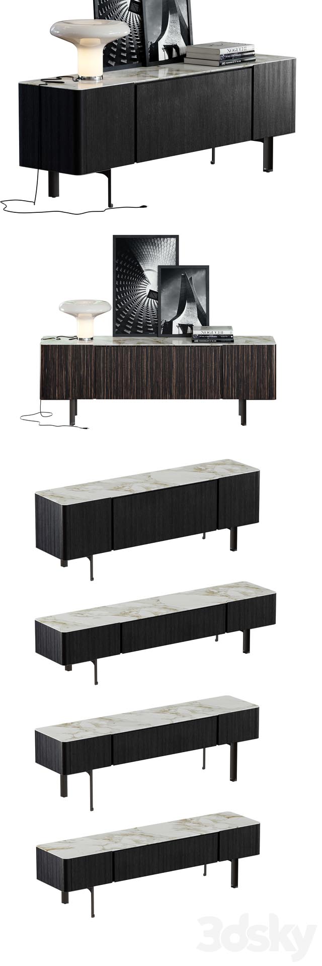 دانلود مدل سه بعدی میز کنسول Minotti LOU Sideboards 2018 Set | بانک مدل آبجکت و تکسچر سه بعدی