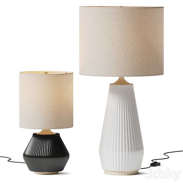 دانلود آبجکت چراغ رومیزی West Elm Roar Rabbit Ripple Ceramic Table Lamp ...